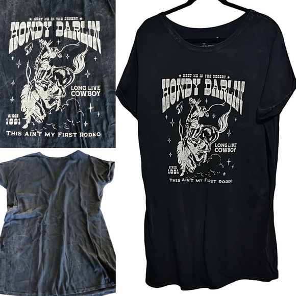 HRT & LUV | Dresses | Hrt Luv Western Black Mineral Washed Graphic Mini ...
